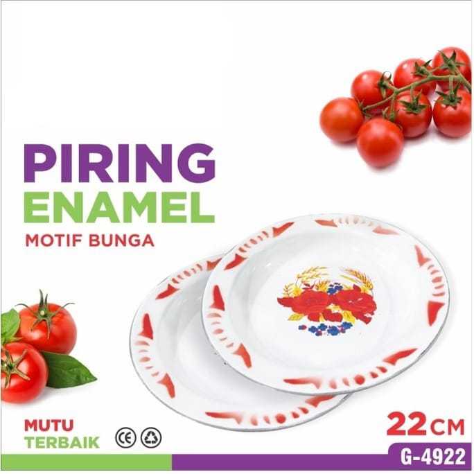 Jual (G-4920) (G-4922) Piring Seng Enamel Jadul Motif Bunga | piring ...