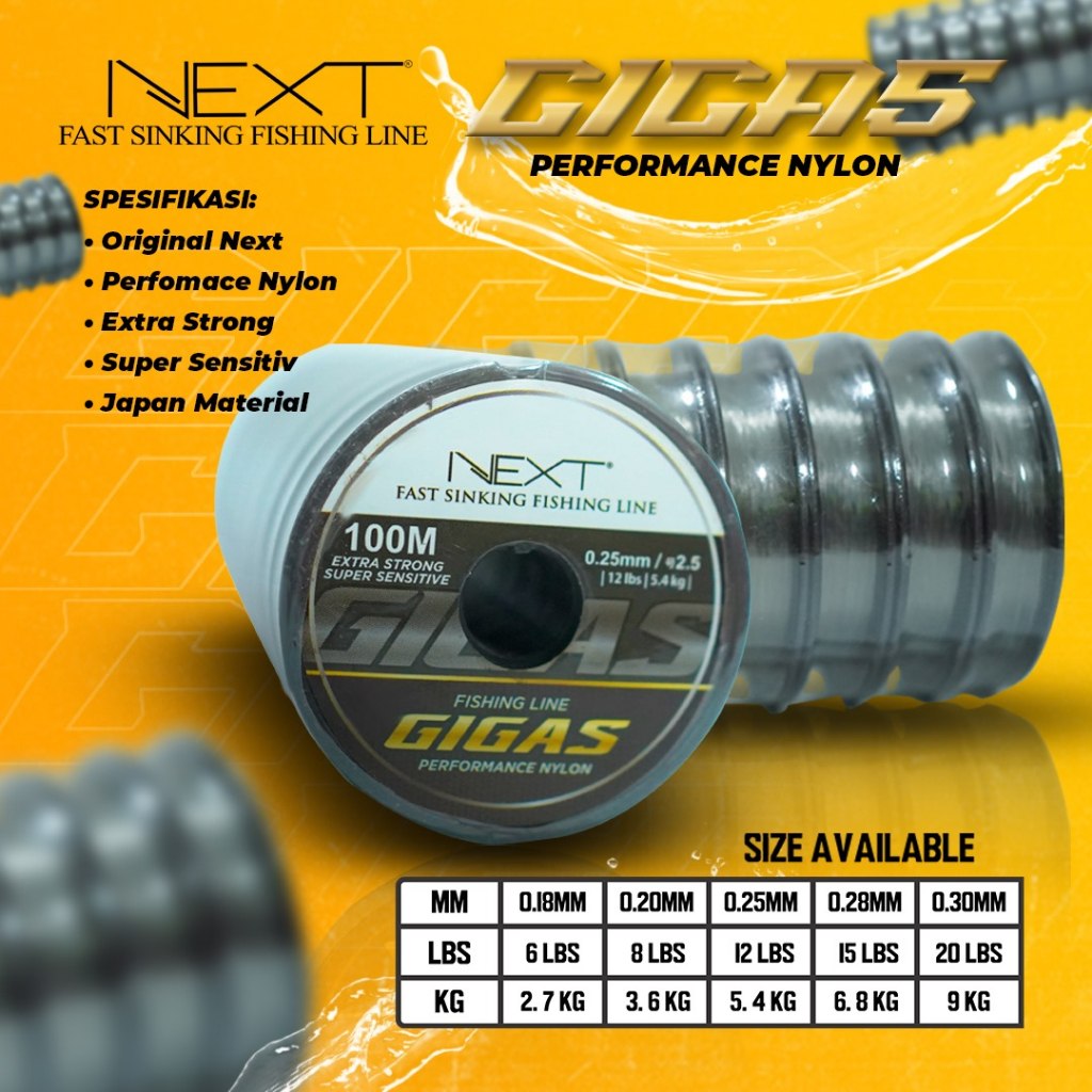 Jual SENAR / LINE MONO NEXT GIGAS 100m (Color METAL GREY) | Shopee ...