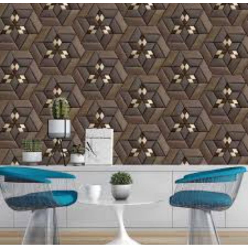 Jual Wallpaper Sticker Dinding Motif Geometric Cakra Coklat Dekorasi ...