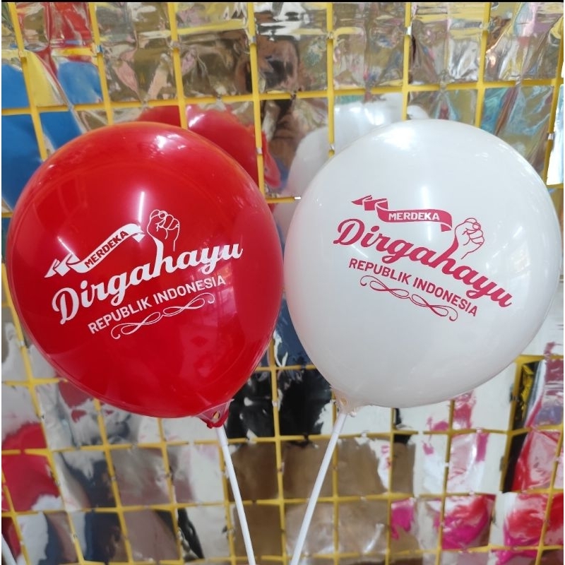 Jual Balon Dirgahayu Indonesia Kemerdekaan 12 inch Balon Latex Tulisan ...