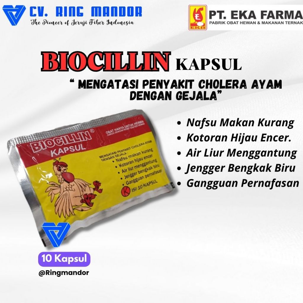 Jual BIOCILIN BIO CILIN 1 SACHET ISI 10 KAPSUL OBAT AYAM BEBEK UNGGAS ...