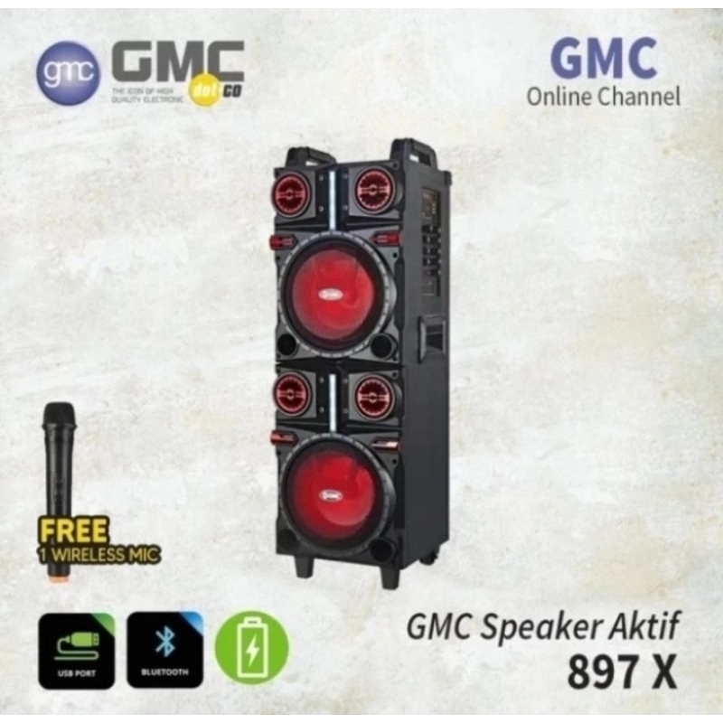 Jual BATAM - GMC 897X 897 X portable bluetooth speaker kayu 2 x 8 ...