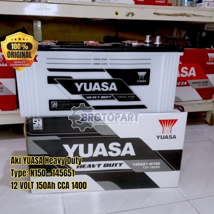 Jual Aki Mobil dan Genset Accu Yuasa N150 145G51 HD Heavy Duty 12v 150Ah | Shopee Indonesia