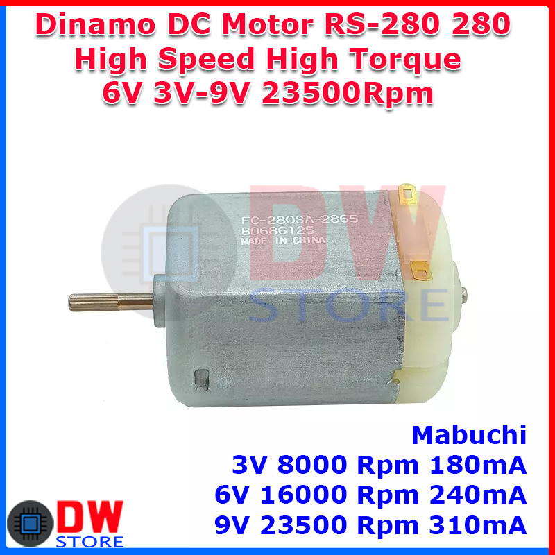 Jual Dinamo DC Motor RS-280 RS 280 High Speed RPM High Torque 6V 3V ...