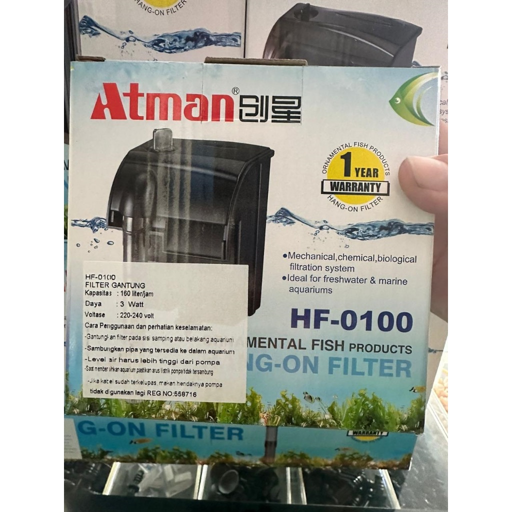 Jual Atman HF-0100 Filter Gantung Aquarium/Aquascape Hang-on Filter ...