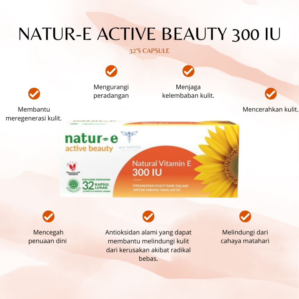 Jual Natur-E Active Beauty Natural Vitamin E 300 IU 32 Soft Capsule ...