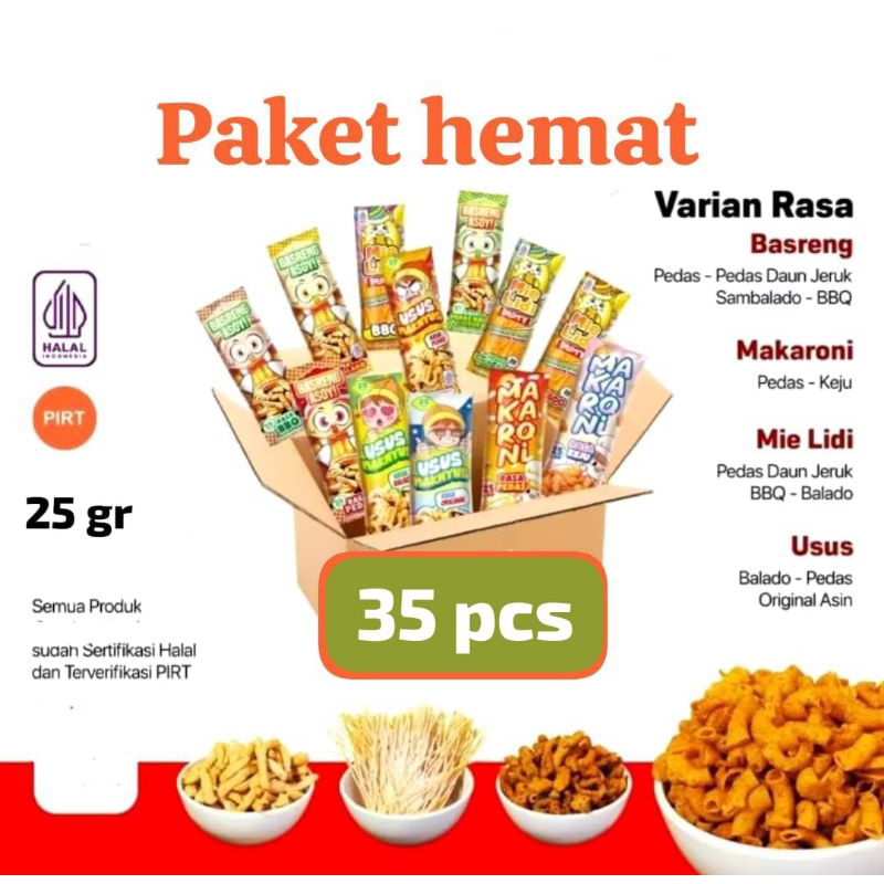 Jual Paket Camilan Murah 35 pcs macaroni, mie lidi, basreng, keripik ...