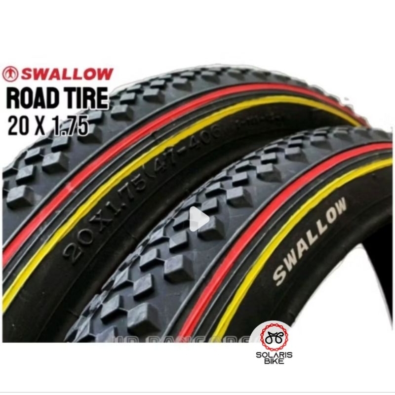 Jual Ban Luar Sepeda 20 x 1.75 Bmx Mini Lipat Folding Swallow Lis Kuning Merah Putih | Shopee ...