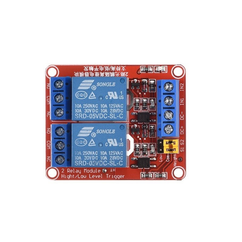 Jual 2 Channel Relay Optocoupler Module 5V Red Board Version aktive ...