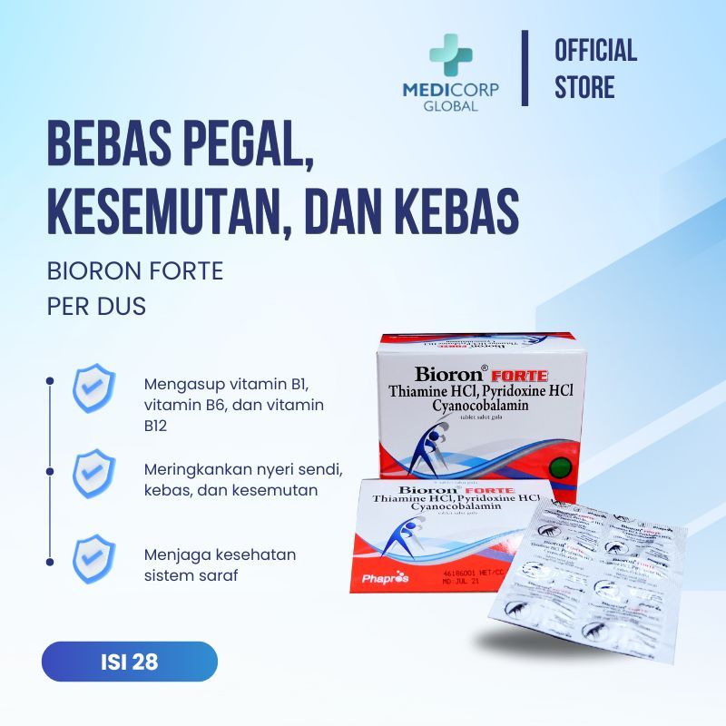 Jual [MEDICORP] Bioron Forte vitamin B complex B1 B6 B12 1 dus | Shopee ...