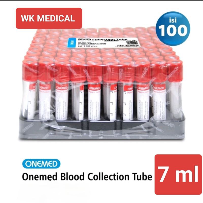 Jual Tabung Darah Blood Collection Tube Plain Pet 7 ml OneLab Isi 100 ...
