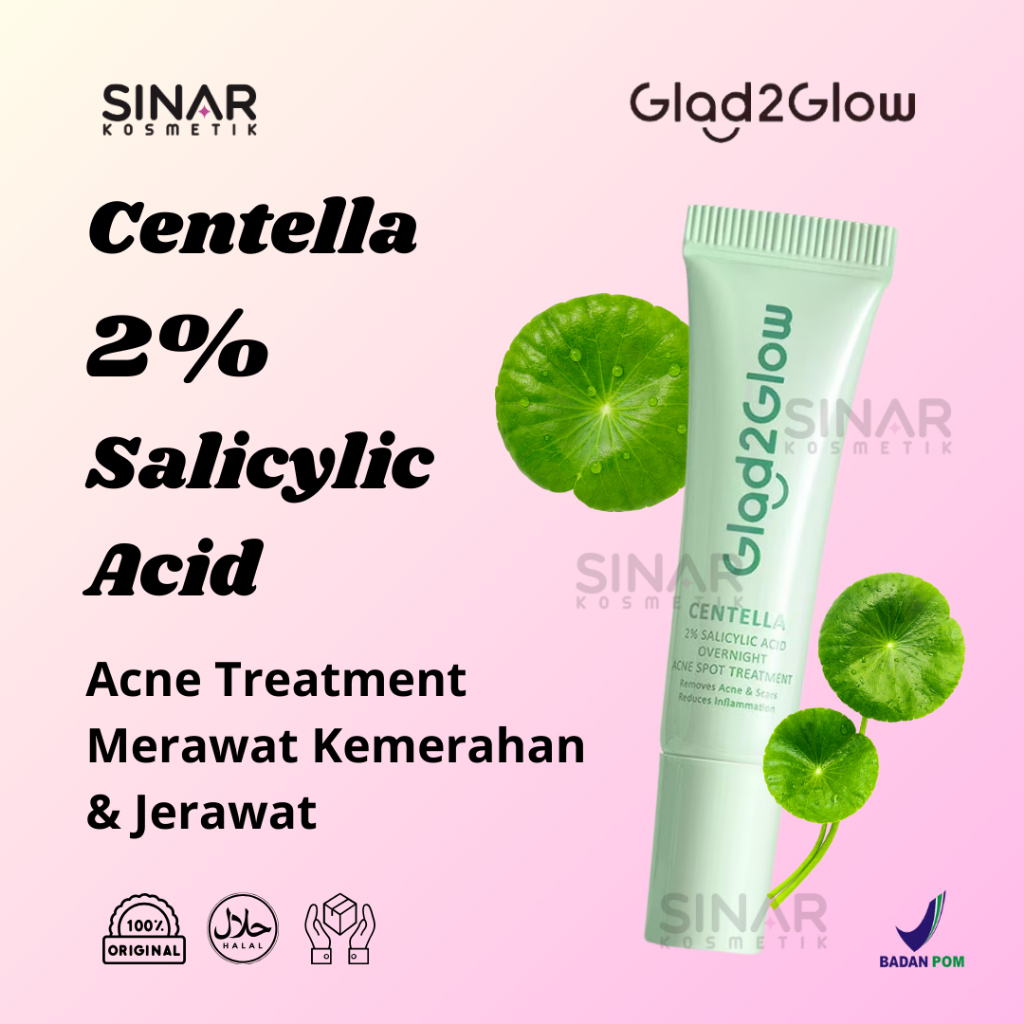 Jual Glad2Glow 2% Salicylic Acid Overnight Acne Spot Cream Treatment 5g ...