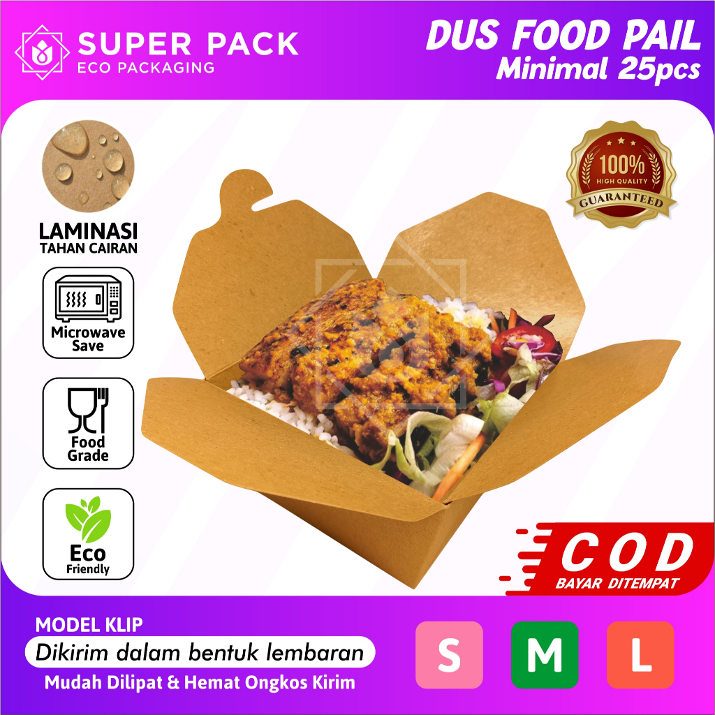Jual Food Pail Rice Box 290gsm Paper Lunch Box Kertas Dus Makanan ...