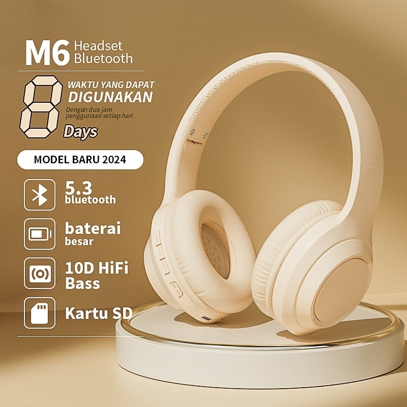 Jual 100% Original M6 Headphone Bluetooth 5.3 Dual HIFI Stereo Noise ...