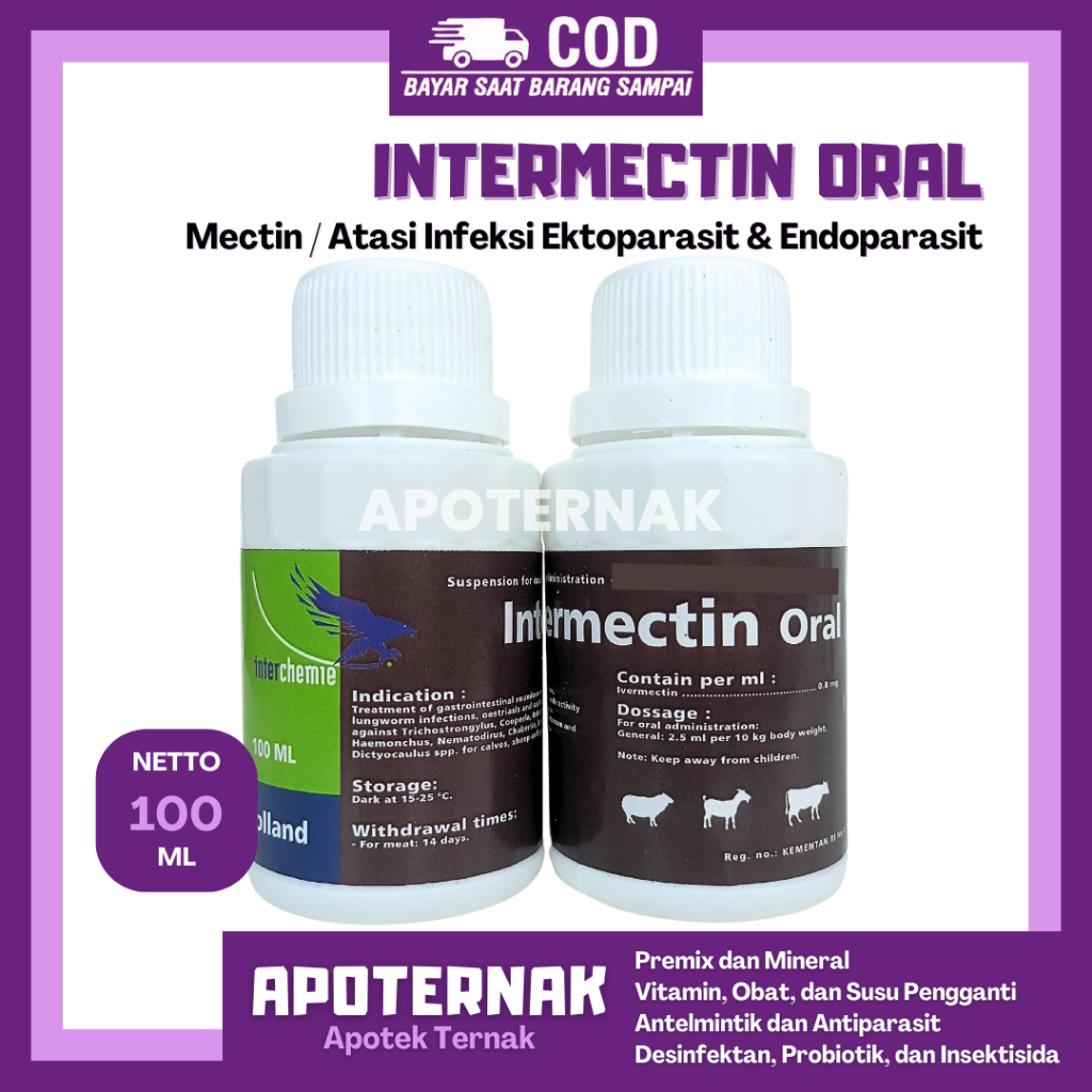 Jual INTERMECTIN ORAL 100ml Repack Original - Obat Parasit Ektoparasit ...