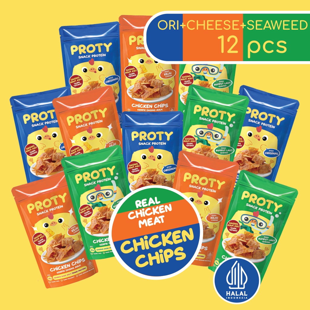 Jual PROTY Camilan Anak dan Keluarga Chicken Chips Ori(4)+Keju(4 ...