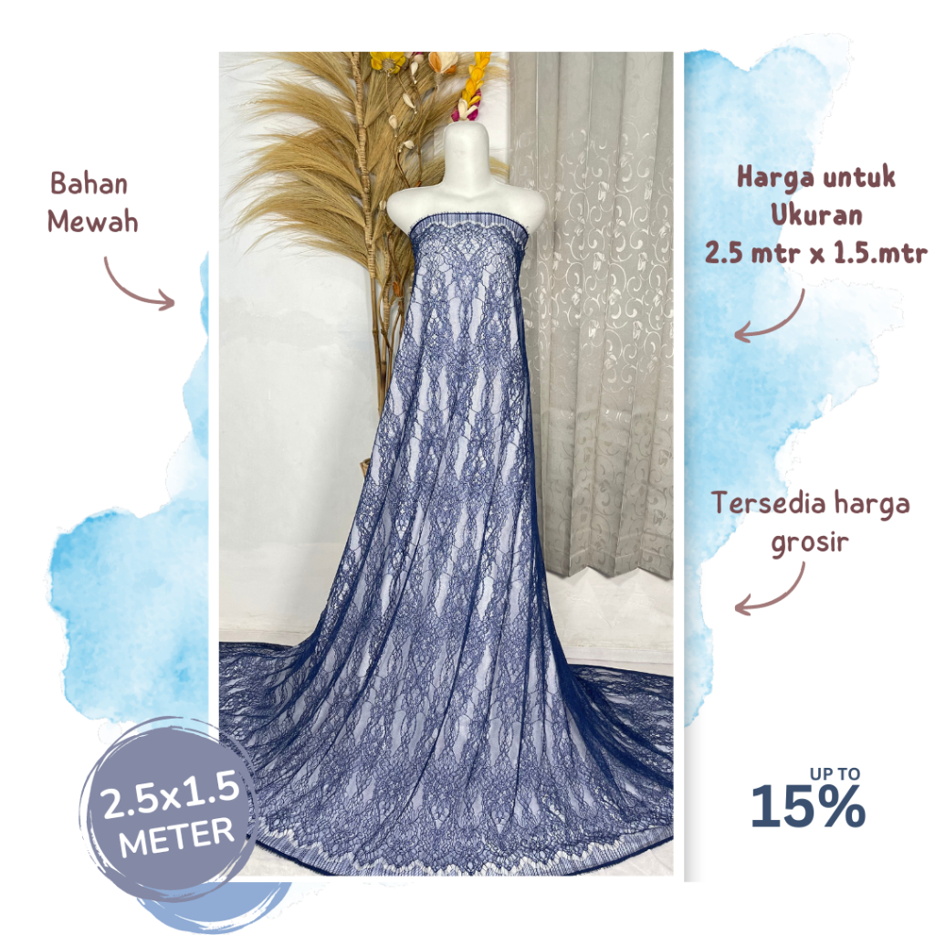 Jual Kain Panel Semi Prancis Chantily Panel 3374 - Grade B - Panjang 2 ...