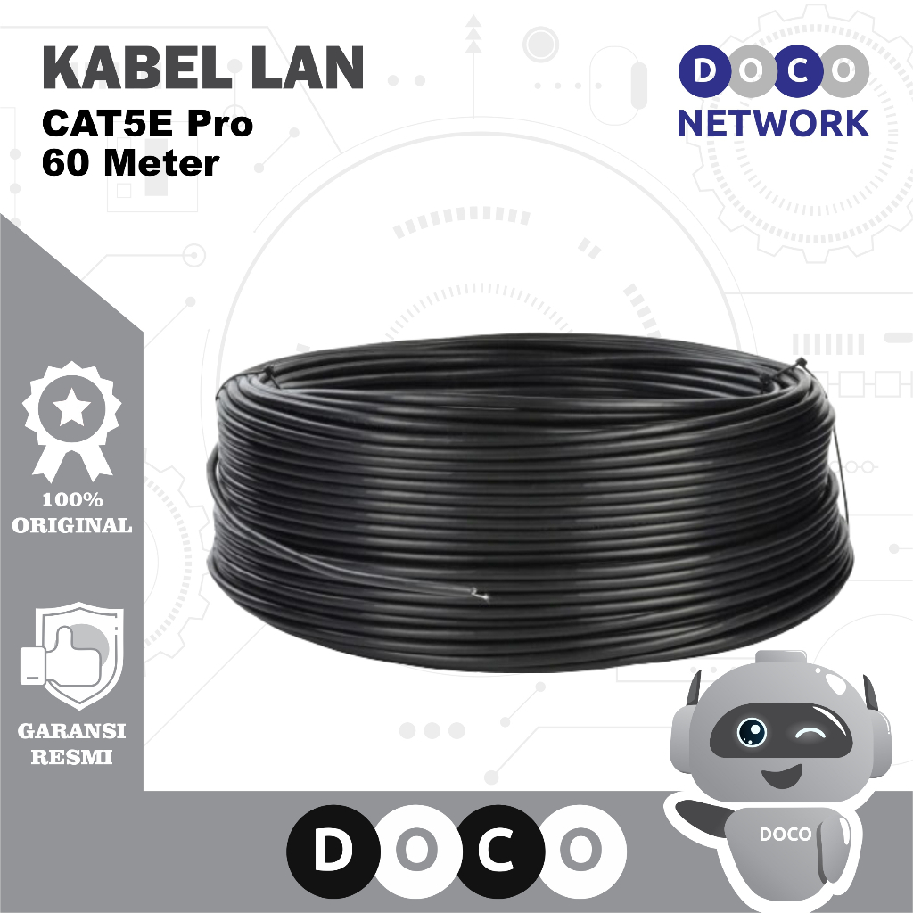 Jual Doco Kabel LAN 60 Meter Siap Pakai Outdoor CAT5E UTP STP FTP Jaringan Konektor Internet ...