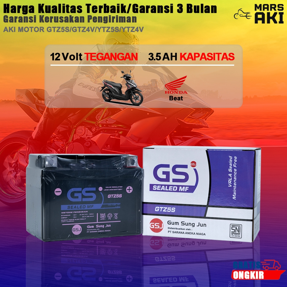 Jual Aki Motor Honda Beat GTZ5S Aki Kering Accu Kering MF GTZ5S | Shopee Indonesia