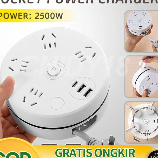 Jual HJ6 Colokan Listrik USB Smart Power Strip Stop Colokan Listrik Extension Kaki 3 Slot Dan 3 ...