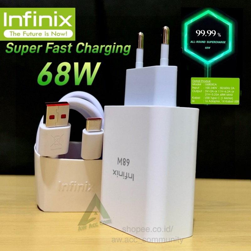 Jual CHARGER INFINIX 68 WATT TYPE C SUPER FAST CHARGING INFINIX ZERO X ...