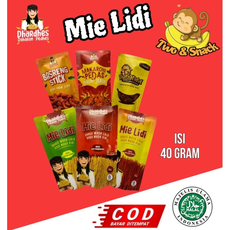 Jual SNACK PREMIUM ENAK MIE LIDI DHARDHES 40 GRAM | RASA BALADO | SAPI ...