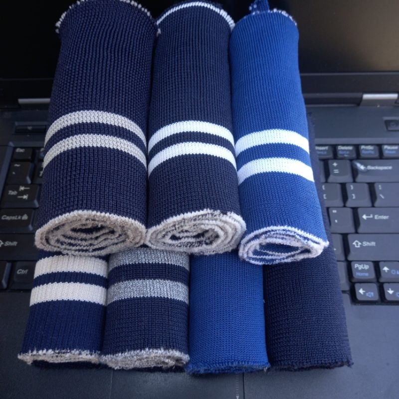 Jual Kain Rib Bur 1x1 babat 2x1 Polyster Warna Navy Polos dan Salur per ...