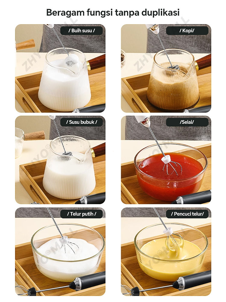 Jual ZHYO Mixer Listrik Mini Pembuih susu Pengaduk Minuman Portabel ...