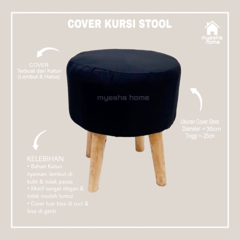 Jual Cover Kursi Stool Bulat / Sarung Kursi Stool warna Hitam | Shopee ...