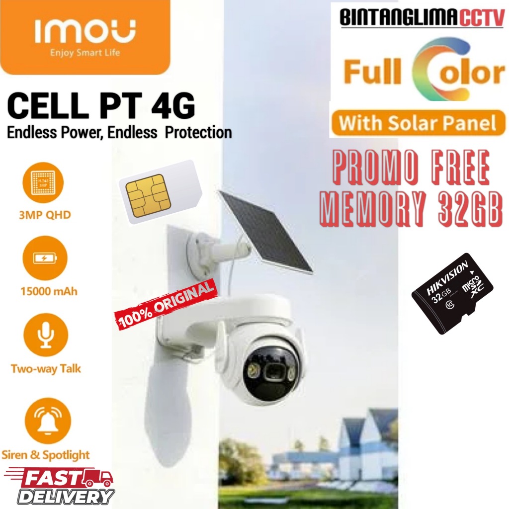 Jual IMOU CELL PT 4G 3MP 2K & SOLAR PANEL FSP12 H265 15.000MAH BATTERY ...