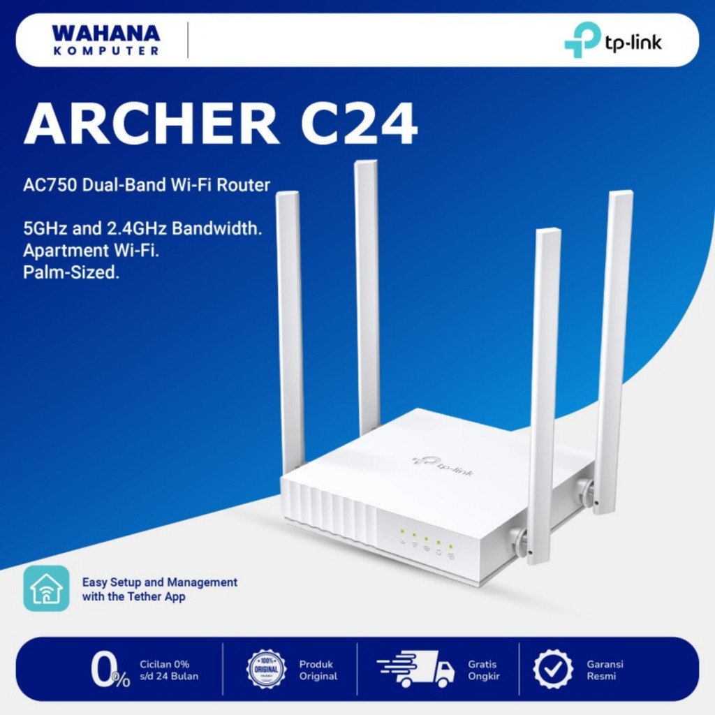 Jual TP Link Archer C24 AC750 Dual Band Wifi Router | Shopee Indonesia
