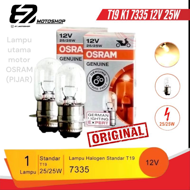 Jual BOHLAM LAMPU DEPAN MOTOR OSRAM 7335 12V 25W BEBEK MATIC T19 M5 K1 | Shopee Indonesia