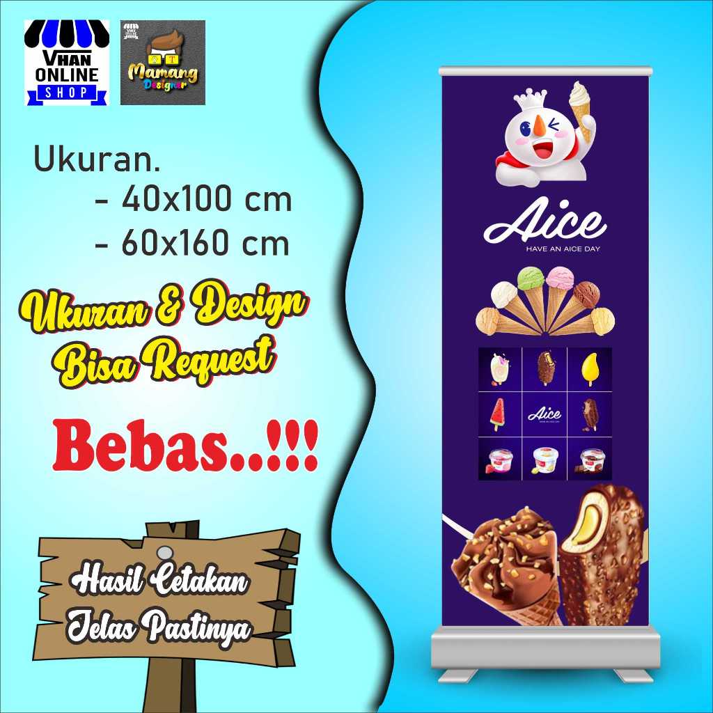 Jual Spanduk, Banner, Mmt Ice Cream Aice, Jualan Es krim, Kuat Bagus ...