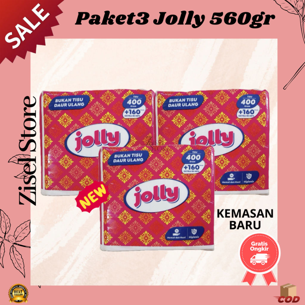 Jual PAKET 3 PCS Tissue Jolly 560 gr 2 Ply Facial Tisu Wajah Tissu ...
