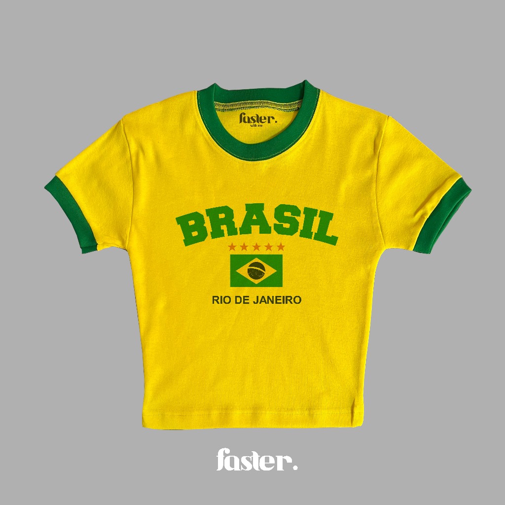 Jual crop top ringer brasil rio de janeiro baby tee | Shopee Indonesia