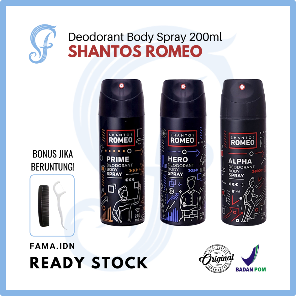 Jual SHANTOS ROMEO Deodorant Body Spray 200ml | Shopee Indonesia