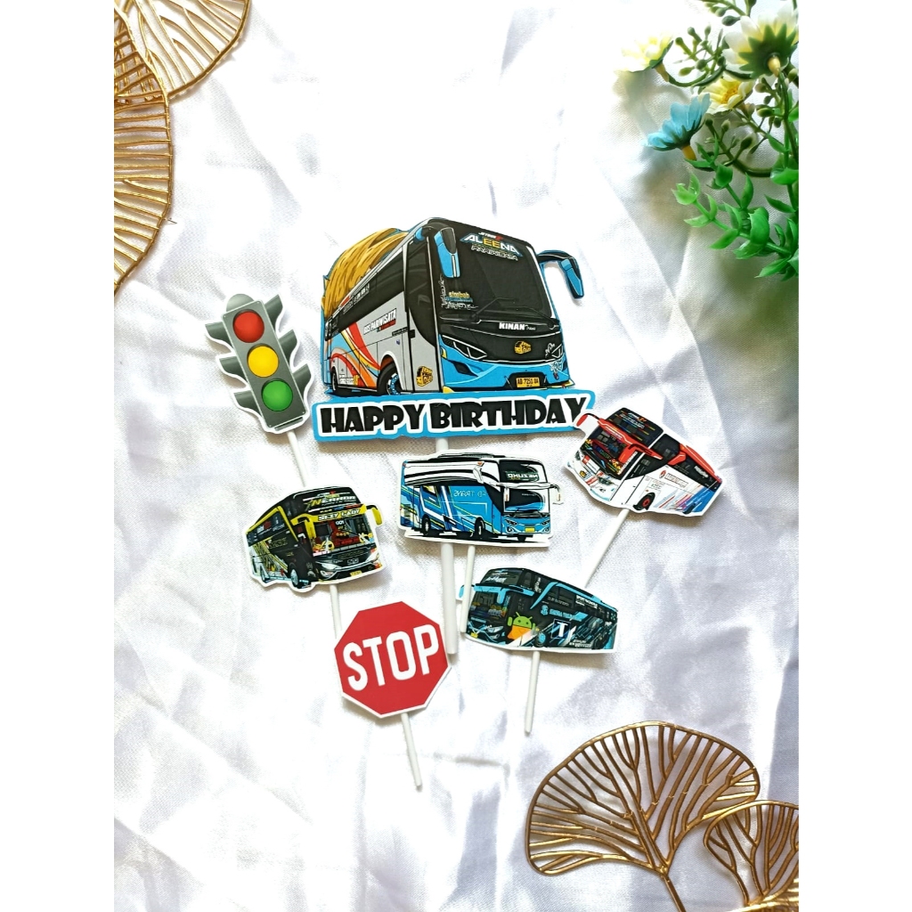 Jual Custom Nama Foto Topper cake karakter Bus Basuri Telolet Hiasan ...