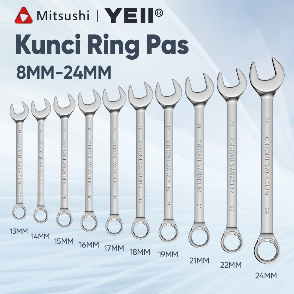 Jual Mitsushi Kunci Ring Pas Set Pas 8-24mm Combination Spanner Wrench Kombinasi Ring dan Kunci ...