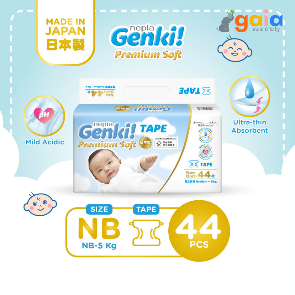 Jual Nepia Genki Popok Bayi Tape Perekat Bayi Diapers Premium Soft NB44 | Shopee Indonesia