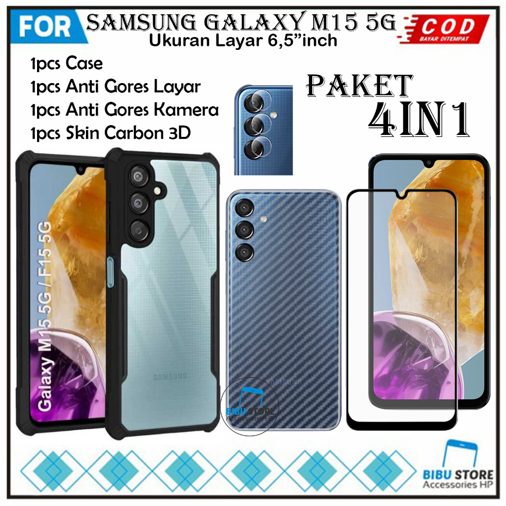 Jual Paket 4IN1 Case Samsung M15 5G A15 A16 Softcase Shockproof Transparan Casing | Shopee Indonesia