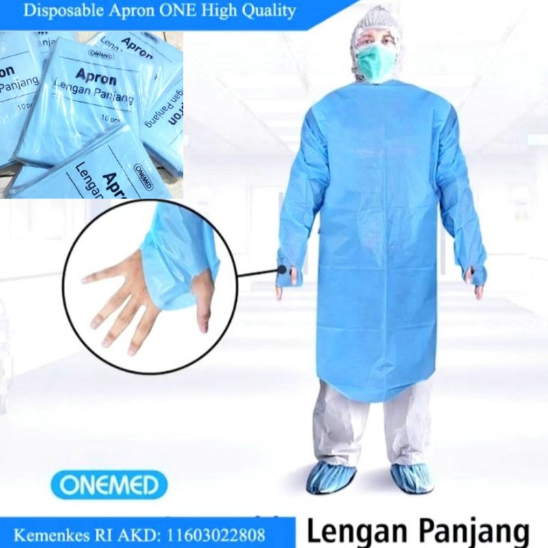 Jual Apron Plastik Medis Lengan Panjang Isi 10 Pcs Onemed | Shopee ...