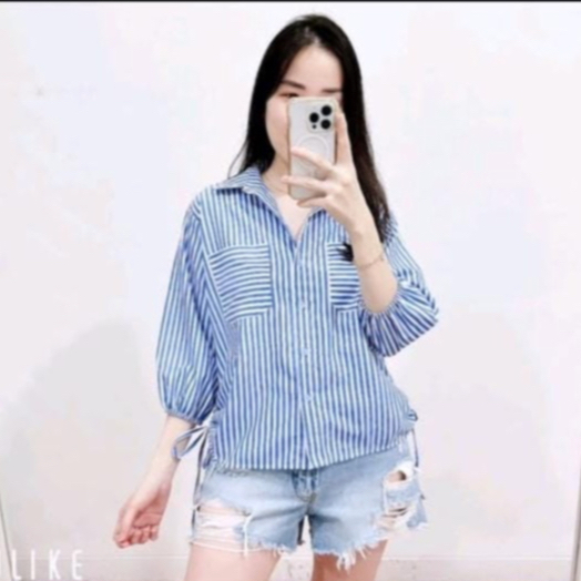 Jual KEMEJA SALUR KATUN TALI SERUT TERBARU - STRIPE KEMEJA FULL COTTON SALUR BASIC | Shopee ...