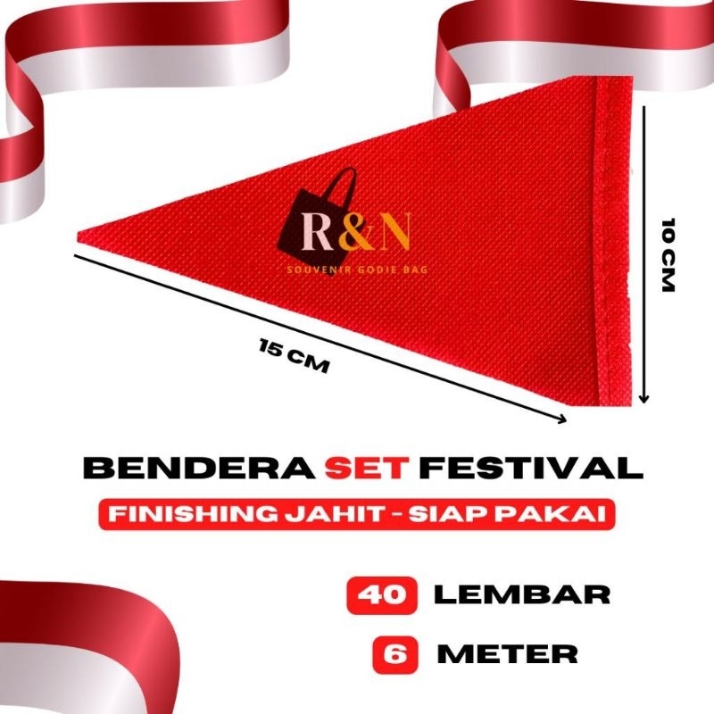 Jual Isi 40 Lembar bendera merah putih umbul umbul bahan kain spundbond tinggal pasang | Shopee ...