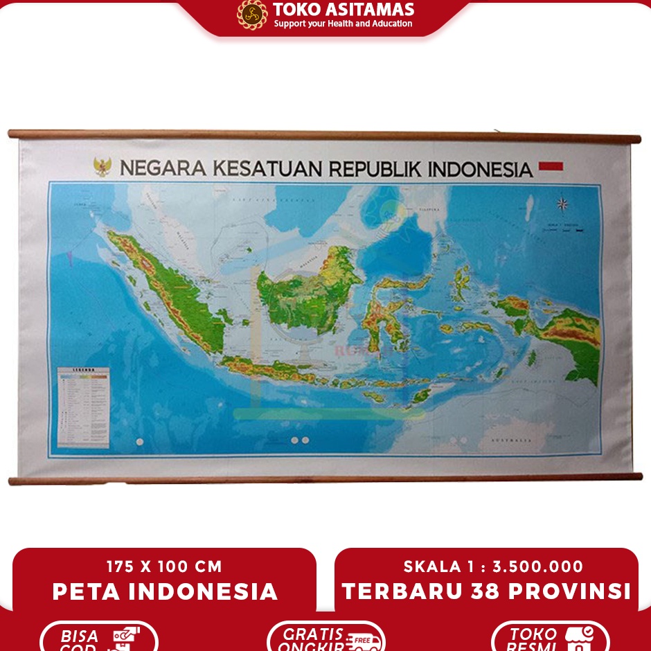 Jual KODE P77U Peta Indonesia Bingkai Edisi Terbaru 38 Provinsi Negara ...