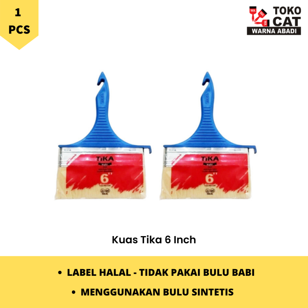 Jual KUAS TIKA 6 INCH ( TANPA BULU BABI, KUAS CAT TEMBOK, MINYAK, DLL ...