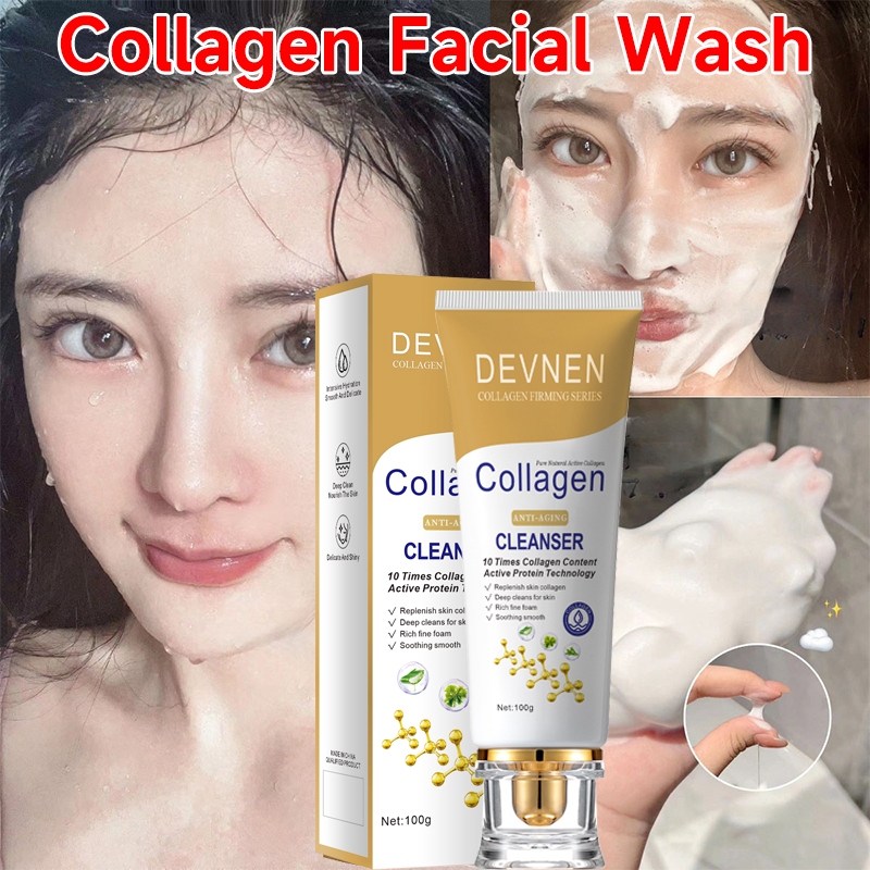 Jual DEVNEN Collagen Brightening Facial Wash Pembersih Wajah Jerawat ...