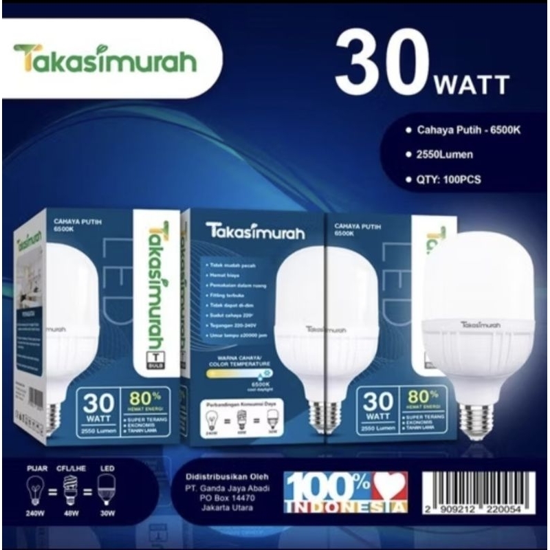 Jual LAMPU LED TABUNG JUMBO T BLUB CAPSUL 30W 50W HARGA MURAH GROSIR ...