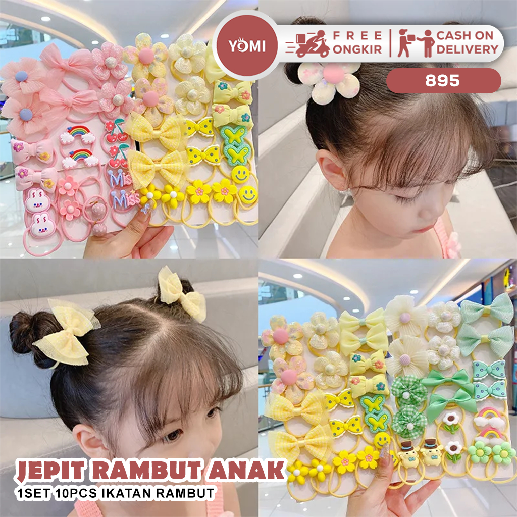 Jual YOMI-1SET 10PCS IKATAN RAMBUT DAN JEPIT RAMBUT ANAK 895 | Shopee ...