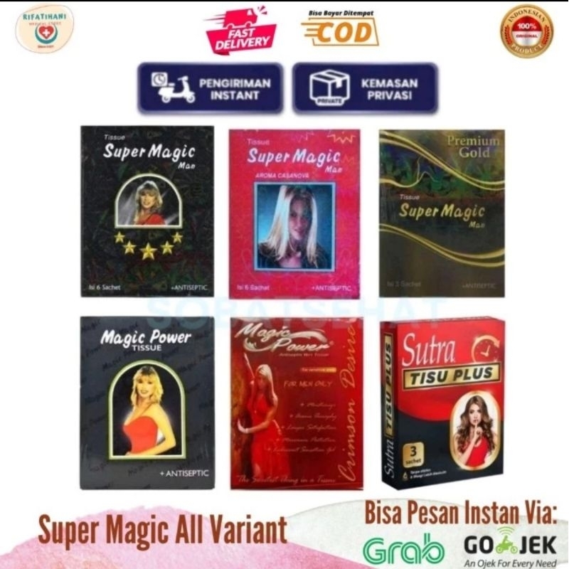 Jual Super magic tissue sachet, magic powor tissue sachet isi 6 pcs ...