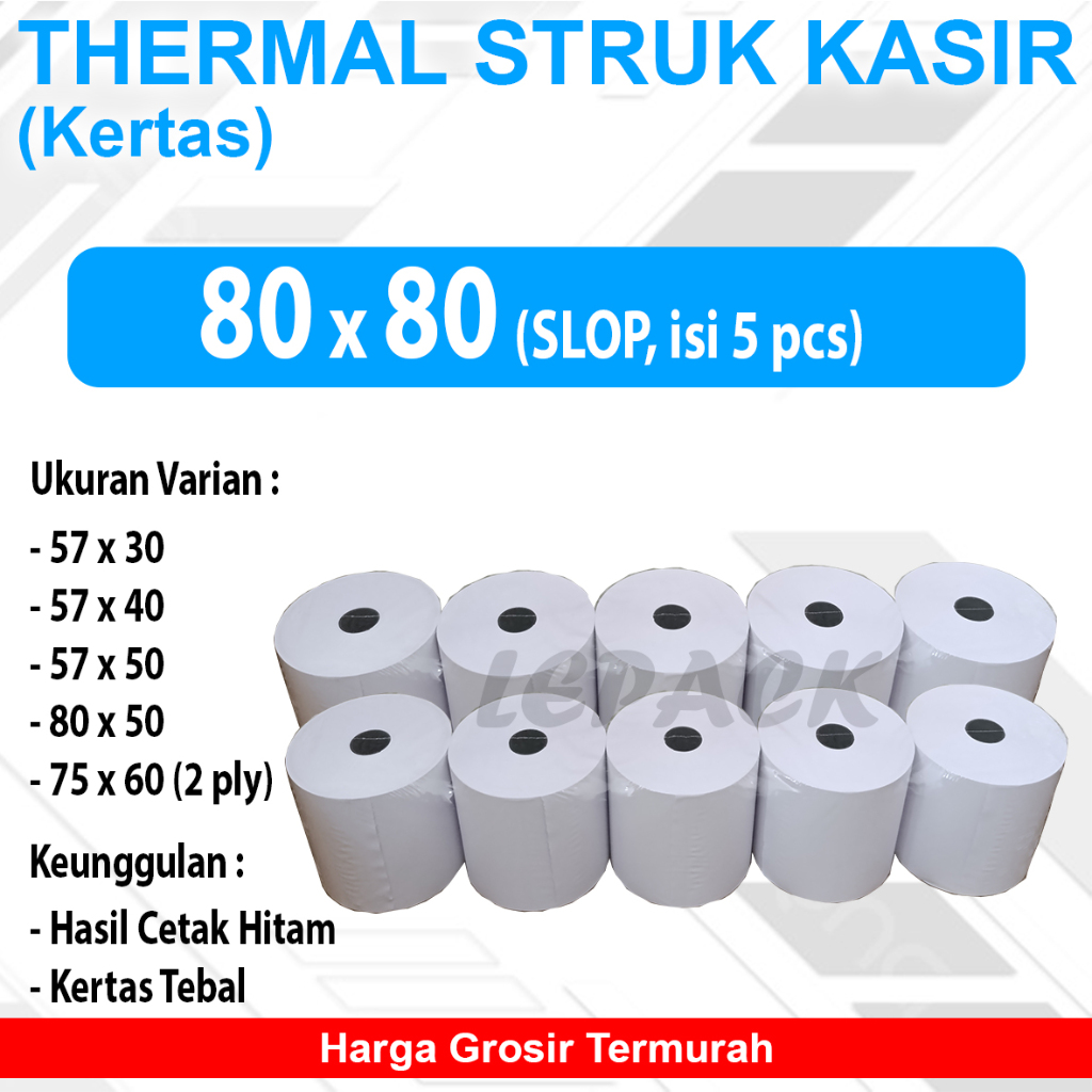 Jual Thermal Struk 80x80 Paper Roll Struk Kasir (1 SLOP) | Shopee Indonesia
